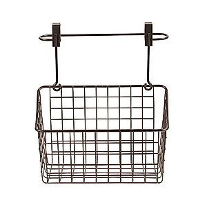 Spectrum Diversified Duo Towel Bar & Medium Basket No Installation 2-in-1 Cabinet Basket & Towel Bar, Under Sink Rustic Farmhouse Storage & Organization, Bronze