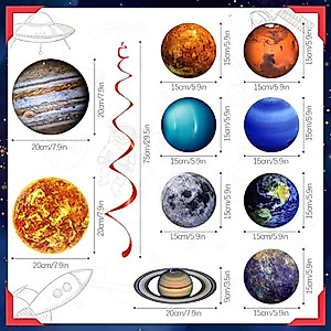 20PCS Space Solar System Theme Hanging Swirls Decorations, Outer Space Party Supplies Ceiling Hanging Swirls for Birthday Baby Shower Party Decorations