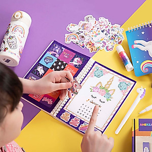 ANERZA DIY Journal Set for Girls Gifts Ages 6 7 8 9 10 11 12 13 Years Old, Unicorn Birthday & Christmas Gifts Ideas, Arts and Crafts for Kids, Toys Stickers for Teens, Scrapbook & Diary Supplies Kit