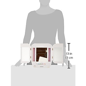 JERDON Modern Tri-Fold Makeup Mirror with Lights - Vanity Mirror with 5X Magnification & Multiple Light Settings - White Base - Model JGL10W