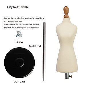 Parfumfloral Female Dress Form Mannequin（Not Adult Full Size 1/4 Miniature Sewing Mini Trouser Dress Form Straightly Into Body Inside, Fully Pinnable Dressmaker Dummy (Skirt Torso Beige, 1/4)