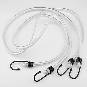 ZHOUBIN 48 inch White Bungee Cords with Hooks, 2 Pack