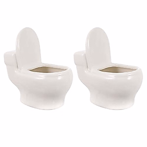 Plants Decor 2pcs Ceramic Toilet Plant Pot Succulent Planter Mini Flower Pots Bonsai Pot with Drainage Holes for Home Office Table Decoration Office Decor