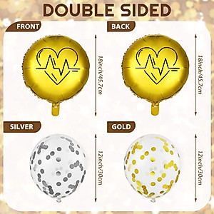 25 Pieces Nurse Balloons 18 Inch 12 Inch Nurse Graduation Foil Balloons with Double Sided Gold Silver Nursing Latex Balloons Decoration for Nurse Graduation Theme Party Supplies