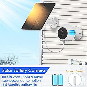 Security Camera Camera 3MP Wireless WiFi IP Camera Outdoor 6000mAh Rechargeable Battery Panoramic 150 Degree Panel Solar Cam PIR Motion IP66 Surveillance Camera with Spotlight ( Size : Solar Cam Add 1