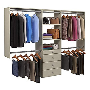 Easy Track RB1460-CGON Deluxe Starter Closet Storage Wall Mounted Wardrobe Organizer System Kit with Shelves and Rods, Weathered Grey