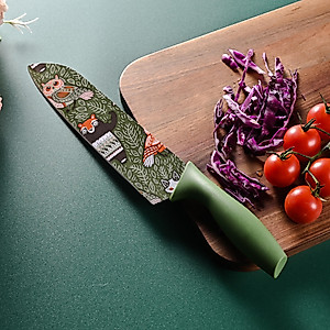 DREAMYDAWN Professional Ultra Sharp Kitchen Knife Set,German High Carbon Stainless Steel,Beautiful Pattern&Green