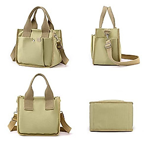 Large Capacity Multi-Pocket Handbag Japanese Handmade Tote Bag with Zipper Tote Purses Crossbody Bag Canvas Handbag for Women (Black)