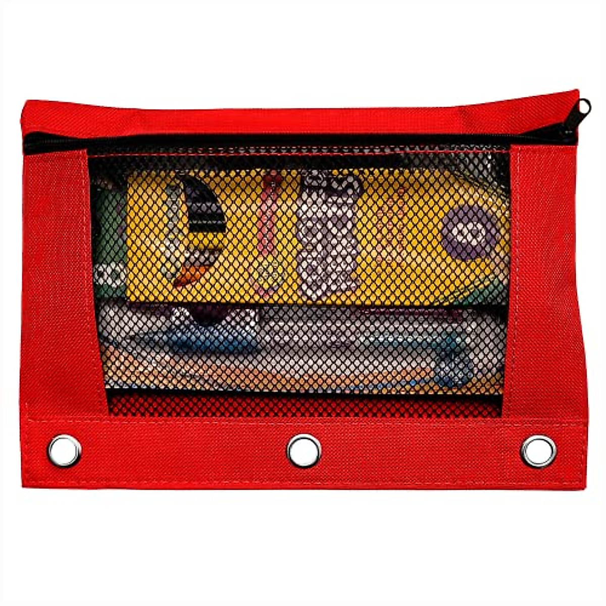 SCHOOLIO Pencil Pouch for 3 Ring Binder | Special Pencil Case Colored Red for Kids and Adults | Zipper Pencil Pouch Pen and Pencil Holder Multipurpose Binder Pouch