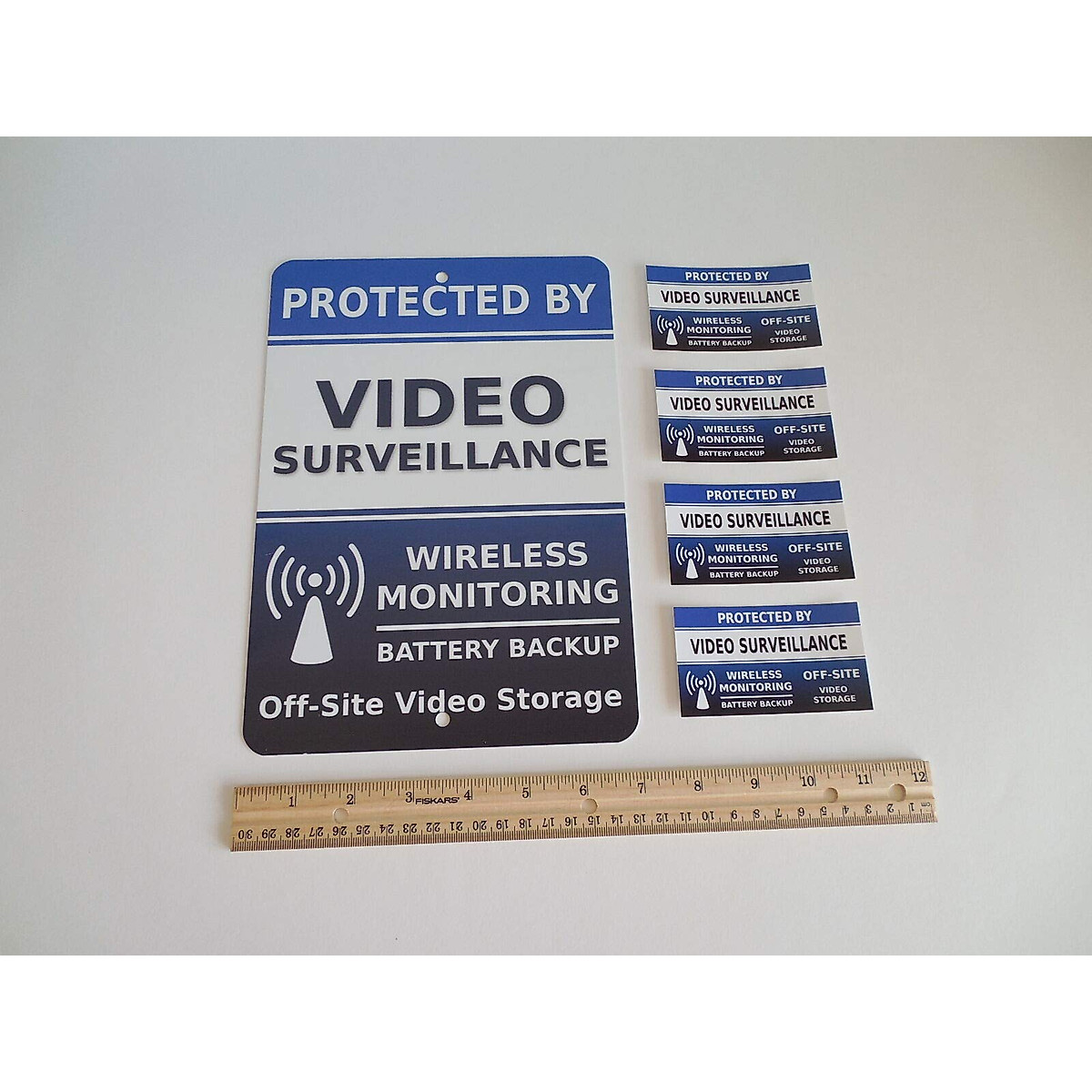 Video Surveillance CCTV Camera Security Alarm System Yard Sign & 4 Window Stickers - Stock # 718