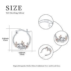 Axolotl Hoop Earrings Hypoallergenic 925 Sterling Silver Cute Animal Mexican Axolotl Earring for Women Axolotl Jewelry Gifts