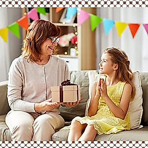 4 Pieces Wedding Gift Boxes with Lids Multi Sizes Nesting Square Boxes Stackable Favor Boxes Decorative Cardboard Box with Ribbon for Holiday Weeding Birthday Party Gift (Kraft Box)