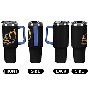 Construction Excavator 40 Oz Car Cup Stainless Steel Travel Mug Leak-Proof Insulated Tumbler with Handle Deep Blue-style