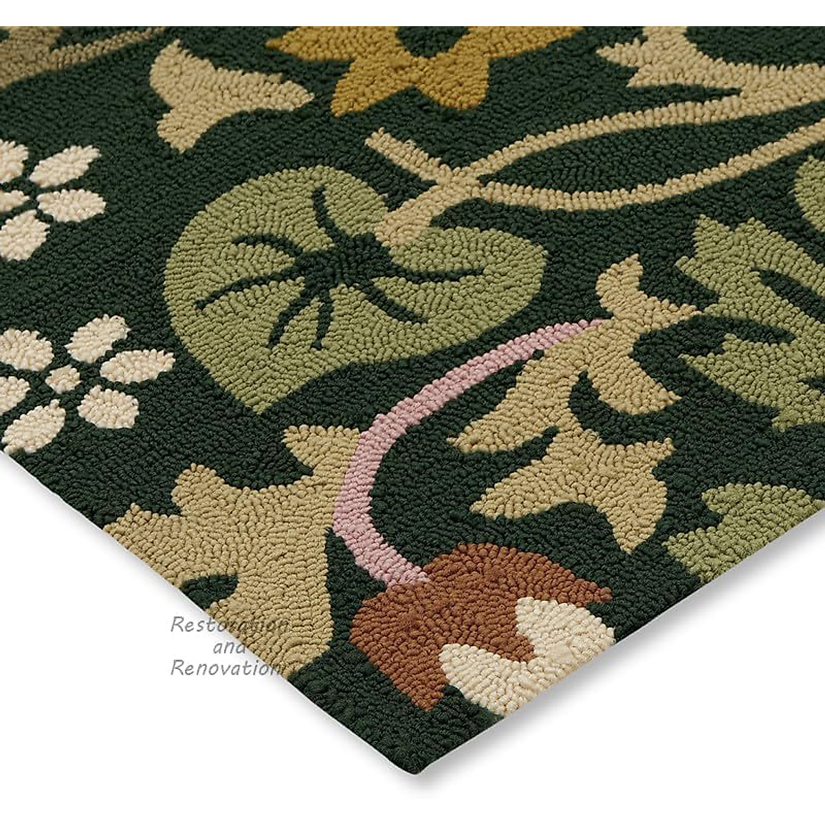 Restoration and Renovation Handmade Floral Area Rug | Vibrant Flower Design, Exquisite Craftsmanship Premium Quality | Living Room Bedroom & Kitchen Décor (Green, 5' x 8')