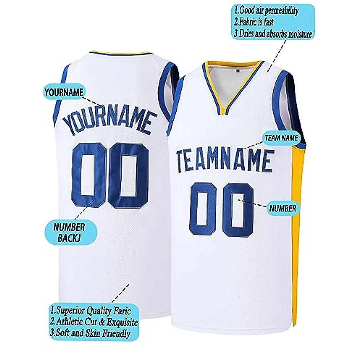 Custom Basketball Jersey Stitched Name Number Logo,Basketball Jersey for Men Women Youth and Kids White Blue