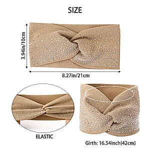 Sparkly Crystal Bling Fancy Headbands with Stretchy Elastic Head Wraps and Turban Scarf for Black Women - 3 Pcs