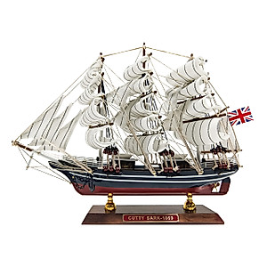 SAILINGSTORY Wooden Model Ship Clipper Cutty Sark 1/195 Scale Replica Ship Model Sailboat Decor Small