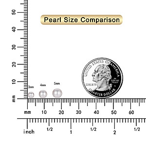 LUCKMORA 925 Sterling Silver Small Pearl Earrings with safety backs in 4 mm White Simulated Pearl Hypoallergenic Screwback Earrings for Women (4mm)