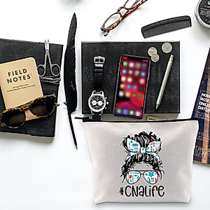 BLUPARK CNA Gift Zipper Bag Certified Nursing Assistant Gifts CNA Graduation Gift CNA Life Makeup Bag Nursing Cosmetic Bag (CNA life)