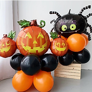 Black Orange Balloons Kelfara 60Pcs 12inch Matte Black Orange Latex Balloon and Confetti Balloon for Halloween Celebration Trick or Treat Party Spooky Ghost Party Bar Anniversary Graduation Decoration