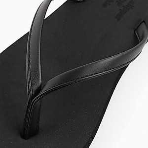 Flip Flops for Women Sandals Beach Summer Casual Comfortable PU Strap Black