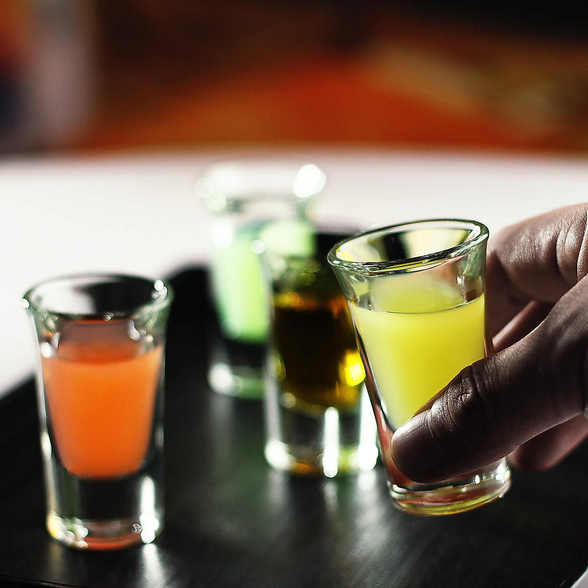 BaveL Shot Glass Set of 6,Heavy Base Clear Shot Glass, Great for Whisky Brandy Vodka Rum and Tequila Shot Set (0.9 OZ)