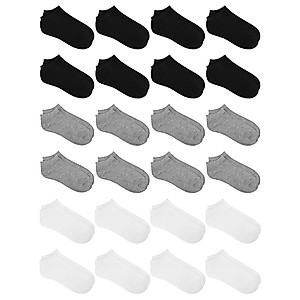 URATOT 24 Pairs Kids' Low Cut Socks Boys' or Girls' Half Cushion Socks Athletic Ankle Socks