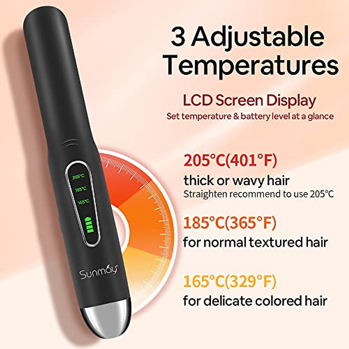 Sunmay Voga Cordless Hair Straightener and Curler 2 in 1, Cordless Travel Flat Iron for Touching Up Short Thin Fine Hair On The Go, Mini Portable Straightener with 4800mAh Battery, Quick Heat Up