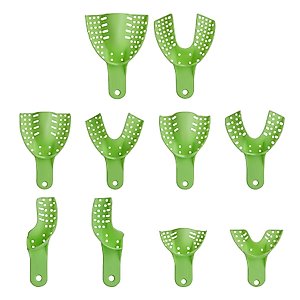 10 PCS Dental Impression Trays Disposable Plastic Small Medium Large Autoclavable Perforated Impression Trays Set Green