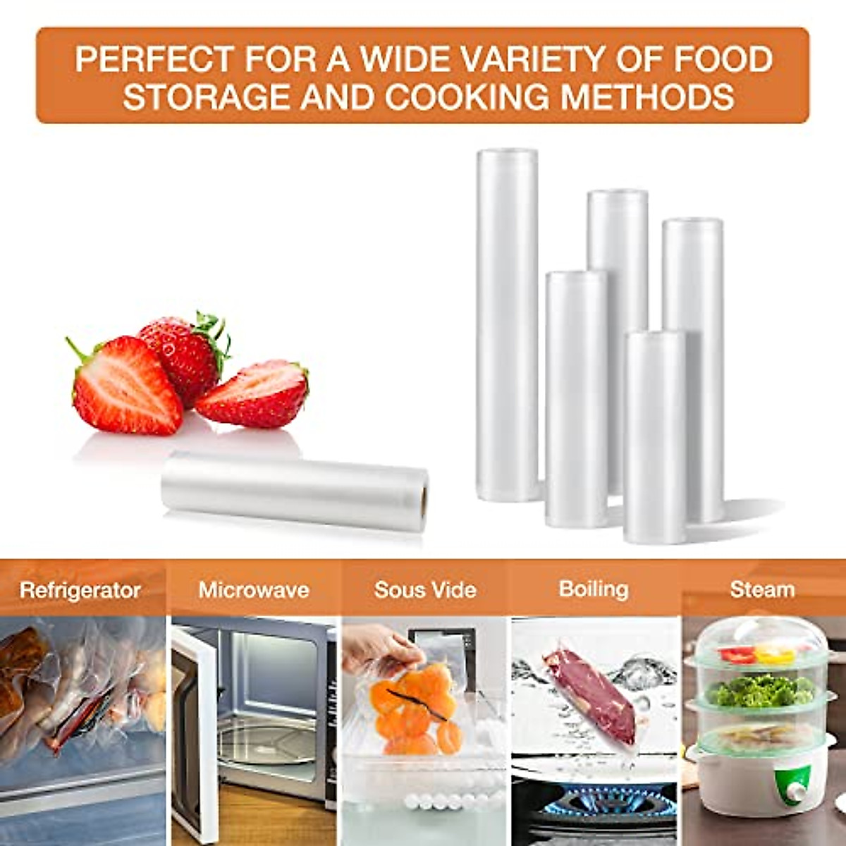 Vacuum Sealer Bags Food-Bag Rolls - 6 Inch |8 Inch |10Inch |11 Inch - Gallon Vacuum Sealer Bags Food Vac Sealing Bags for Vac Freezer & Seal a Meal Quart Vacuum Sealer Roll…