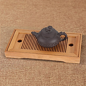 Zyyini Bamboo Tea Tray, Simple Tea Tray Premium Organic Multi-Functional Mini Bamboo Chinese Kongfu Tea Serving, Serving Tray Box Reservoir & Drainage Type for Teahouse
