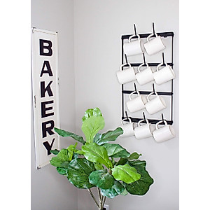 Claimed Corner Mini Coffee Mug Rack - 4 Row Metal Wall Mounted Storage Display Organizer for Coffee Mugs, Tea Cups, Mason Jars, and More.