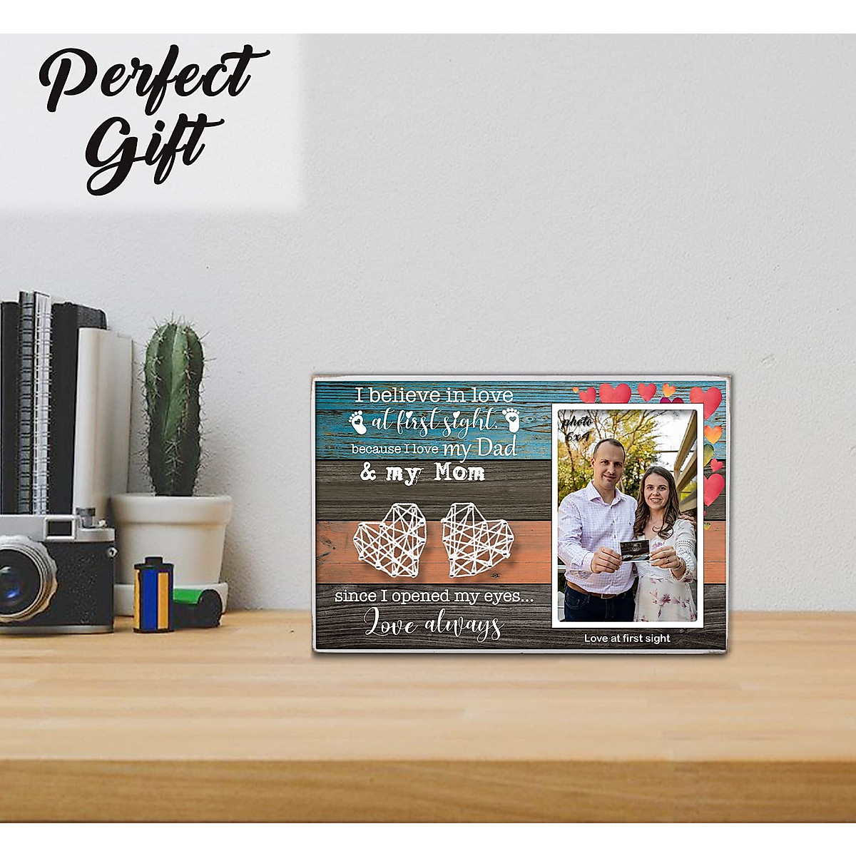 KU-DaYi Sonogram Picture Frame for New Mom Dad, Pregnancy Photo Frame for First Time Moms Dad, Love at First Sight Ultrasound Picture Frames 4x6 In Photo - F033