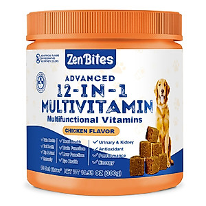 ZenBites 12-in-1 Dog Vitamins & Probiotics 120 Soft Chews - Organic Multivitamin with Glucosamine for Dogs - Joint Support Supplement for Dogs of All Ages,Sizes, & Breeds,Supports Skin,Heart,Immunity