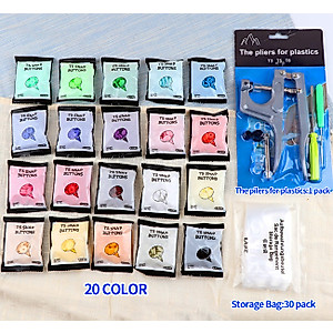ilauke 400 Sets Snap Buttons with Snap Pliers T5 Plastic Snaps No-Sew Buttons Fastener Setter for Clothing Diapers Bibs Rain Coat Crafting