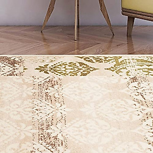 SUPERIOR Mystique Modern Geometric Paisley Polypropylene Indoor Area Rug, 8x10, Beige