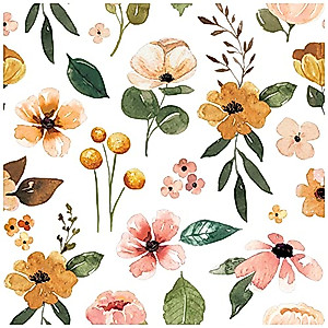HAOKHOME Vintage Peel and Stick Floral Wallpaper Fall Decor Removable Black/Oliva/Brown Vinyl Self Adhesive Mural 17.7in x 9.8ft