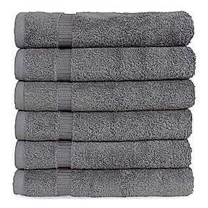 SALBAKOS Genuine Premium Organic Turkish Cotton Hotel and Spa Hand Towels, 700 GSM, 16”x30”, Gray (Hand Towels - Qty 6, Gray)