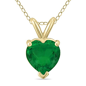 14K Yellow Gold 5MM Heart Emerald Pendant