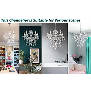 PAPAYA Crystal Chandeliers Clear Chandelier 5-Light Modern Pendant Ceiling Lighting Fixture with Acrylic Crystals & Beads for Girls Room,Living Room,Kitchen Island,Entryway