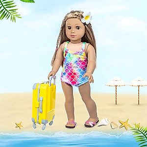 BDDOLL 18 Inch Doll Clothes and Accessories Dolls Travel Suitcase Luggage Play Set for 18 Inch Girl Doll Including Sunglasses Camera Computer Phone Ipad