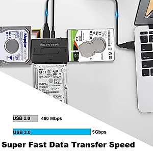 EYOOLD SATA IDE to USB 3.0 Adapter, External Hard Drive Reader Ultra Recovery Converter for Universal 2.5 3.5 IDE and SATA HDD SSD, 5.25-inch DVD/CD-ROM Optical Drive, Easy to Use