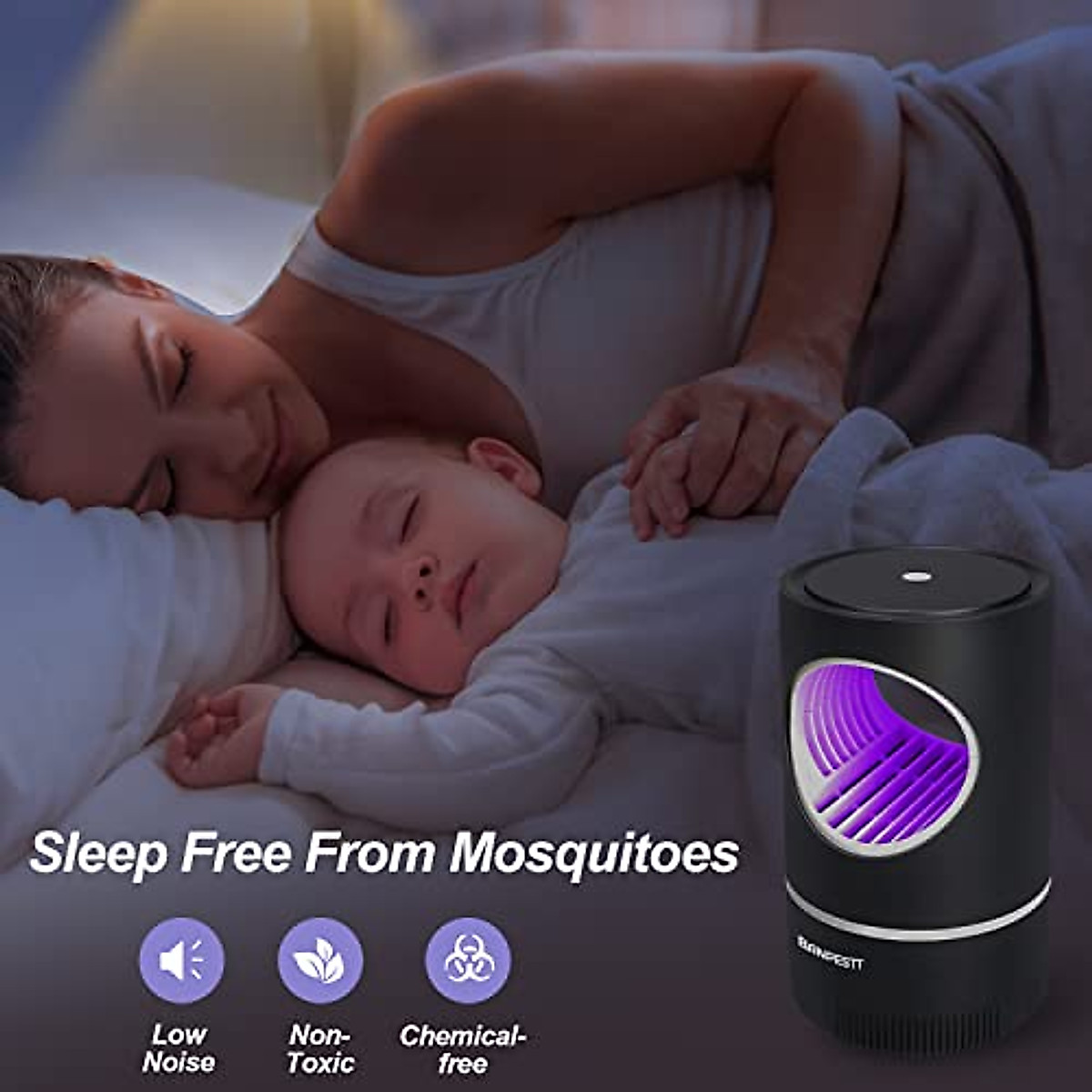 BANPESTT Fruit Fly Traps for Indoors - Bugs Trap Catcher & Killer for Mosquito, Gnat, Moth - Catch Flying Insect with Attractive Lighting,Suction & Sticky Glue Board(Black)