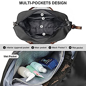 Sport Travel Duffle Bag Large Gym Tote Bag for Women, Weekender Bag Carry on Bag for Airplane, Ladies Beach Bag Overnight Bag Luggage Bag with Wet Bag Black Large Hospital Bag for Labor and Delivery