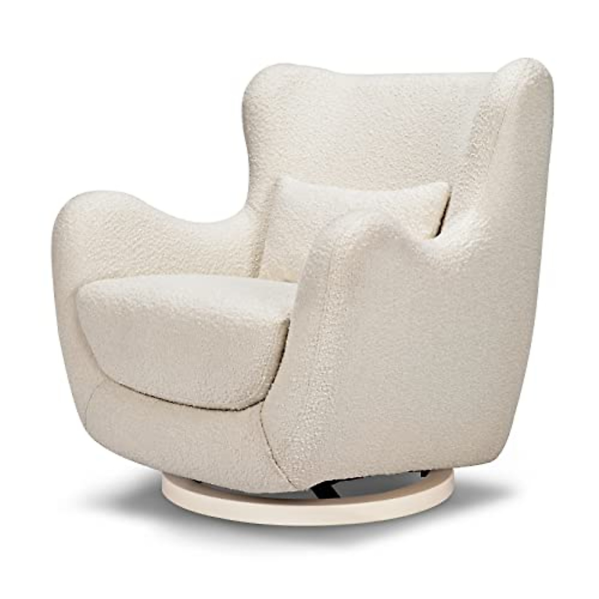 Nursery Works Solstice Swivel Glider in Ivory Boucle with Ivory Wood Base, Greenguard Gold Certified and CertiPUR-US® Certified