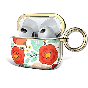 POCKT AirPods 3 Case Cover with Keychain Semi Soft Skin Cases for AirPod 3 Charging Case | Poppy
