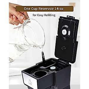 Teglu Upgraded 2 in 1 Single Serve Coffee Maker for K Cup Pods & Ground Coffee, Mini K Cup Coffee Machine 6-14 oz, Single Cup Coffee Brewer with One-Press Fast Brewing, Reusable Filter, Black