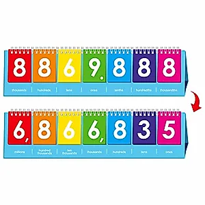 SpriteGru Freestanding Place Value Flip Chart, Double Side with Whole Numbers and Decimals, Educational Math Learning Tool to Count Place Value to The Millions