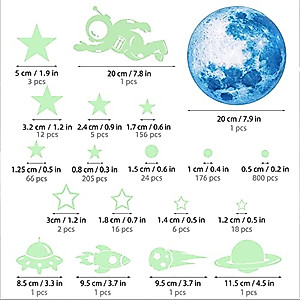 Glow in the Dark Stars for Ceiling,Outer Space Planet Wall Stickers Glow in the Dark Galaxy Universe Wall Decal Solar System Rockets Alien Wall Decor for Kids Boys Girls Bedroom Nursery Playroom Ceiling Decor