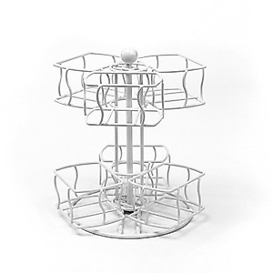 Nifty Tea Bag Spinning Carousel – 6 Compartments, Up to 60 Tea Bags Storage, Spins 360-Degrees, Lazy Susan Platform, Modern White Design, Home or Office Kitchen Counter Organizer